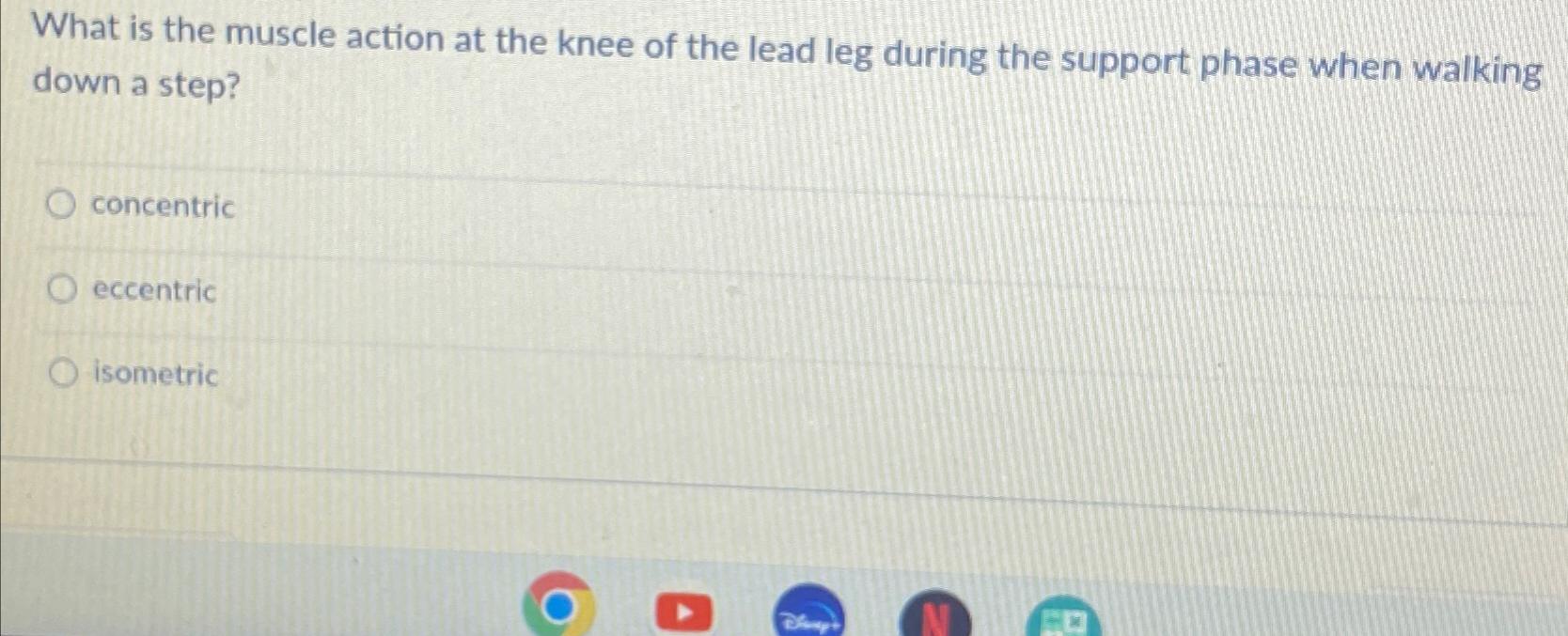 Solved What is the muscle action at the knee of the lead leg | Chegg.com