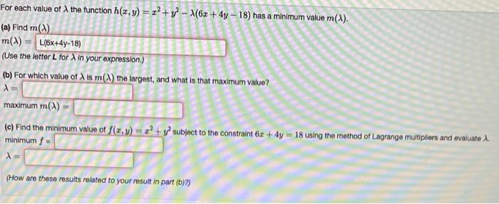 Solved For each value of λ the function | Chegg.com