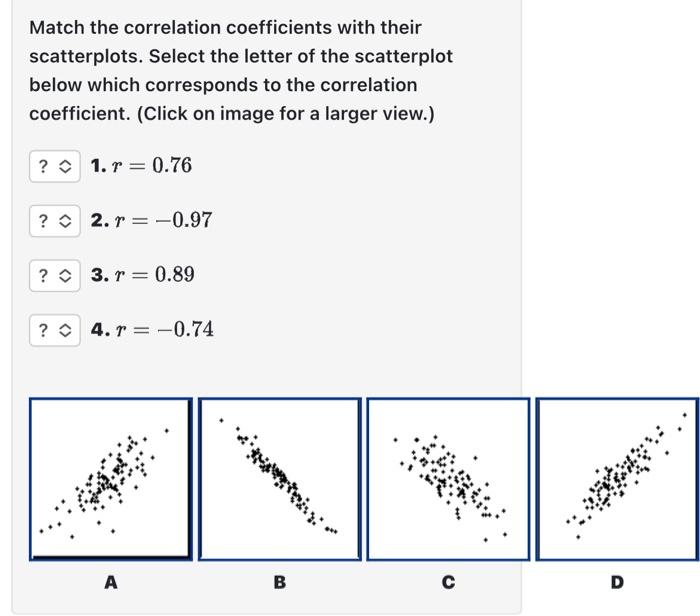 Solved Match the correlation coefficients with their | Chegg.com