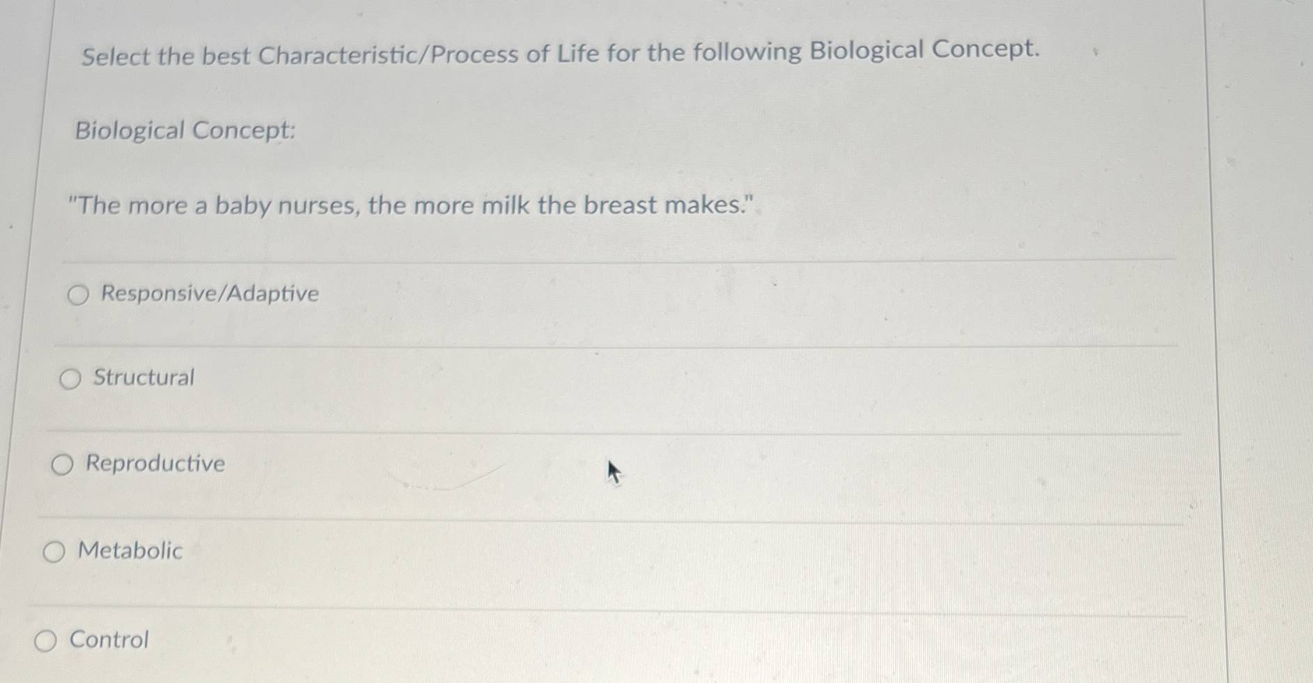 Solved Select the best Characteristic/Process of Life for | Chegg.com