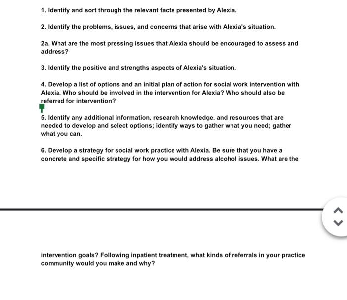 Solved Last week, Alexia entered the inpatent treatment | Chegg.com