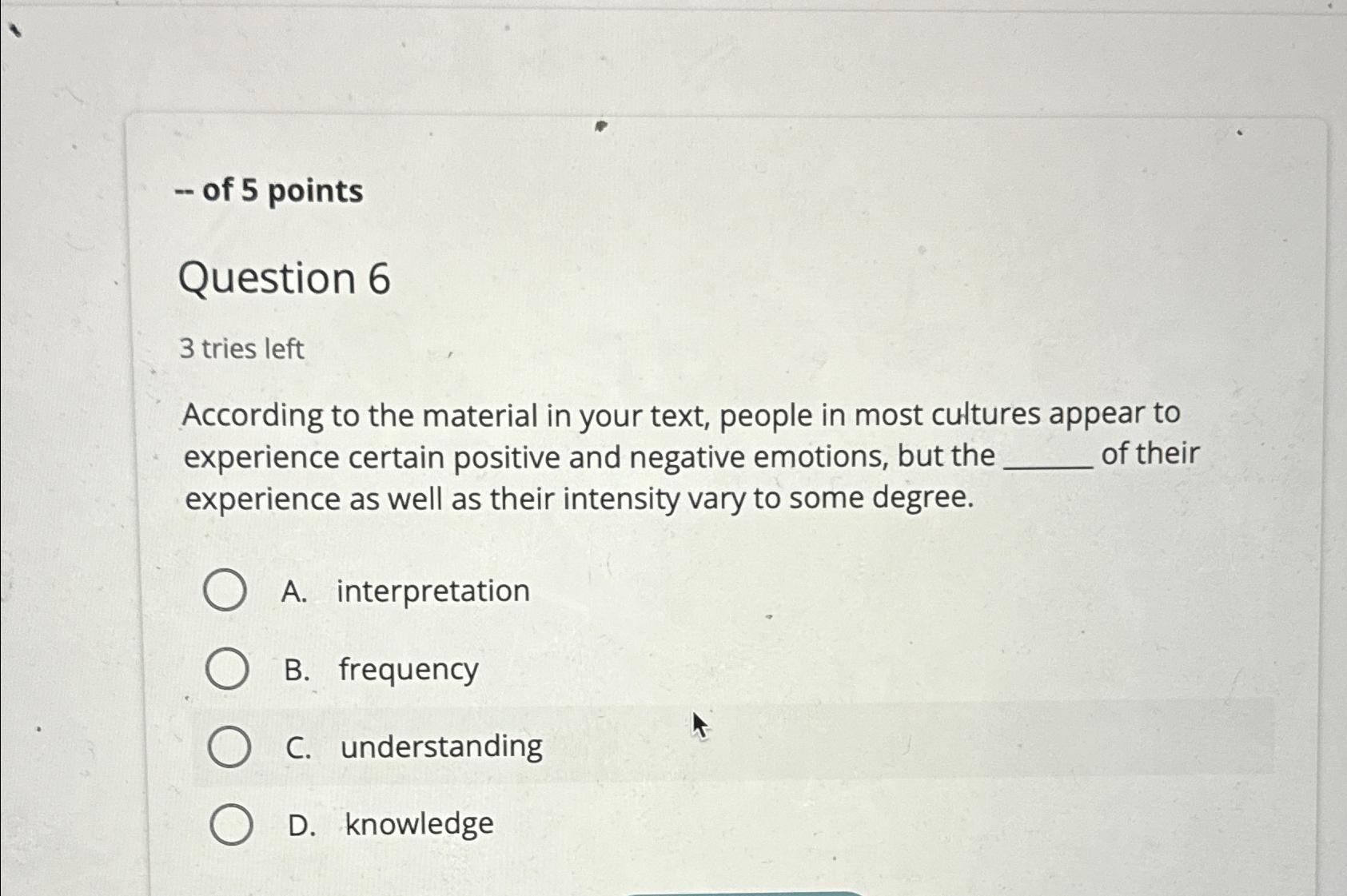 Solved of 5 ﻿pointsQuestion 63 ﻿tries leftAccording to the | Chegg.com