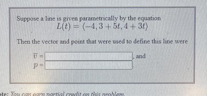 Solved Suppose a line is given parametrically by the | Chegg.com