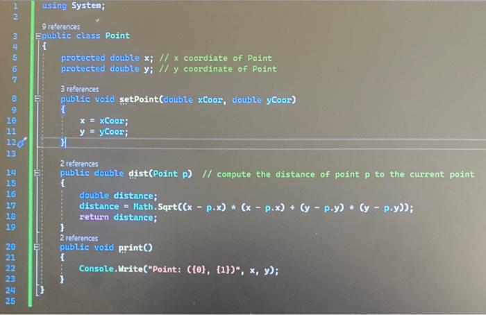 Solved C# program: -using the code provided for class Point, | Chegg.com