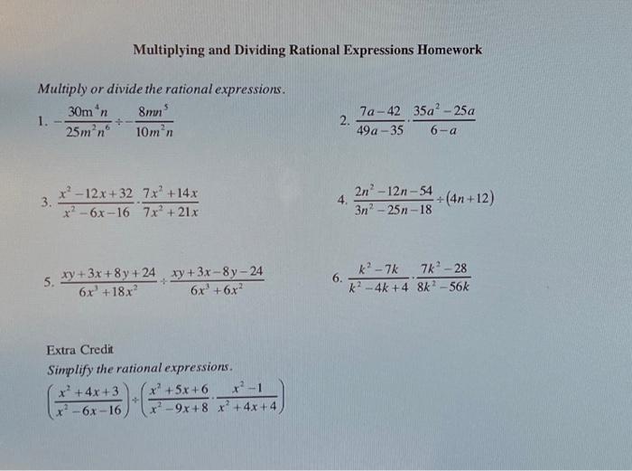 Solved Multiplying and Dividing Rational Expressions | Chegg.com