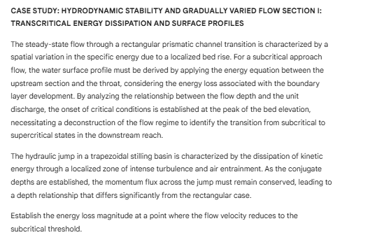 Solved CASE STUDY: HYDRODYNAMIC STABILITY AND GRADUALLY | Chegg.com