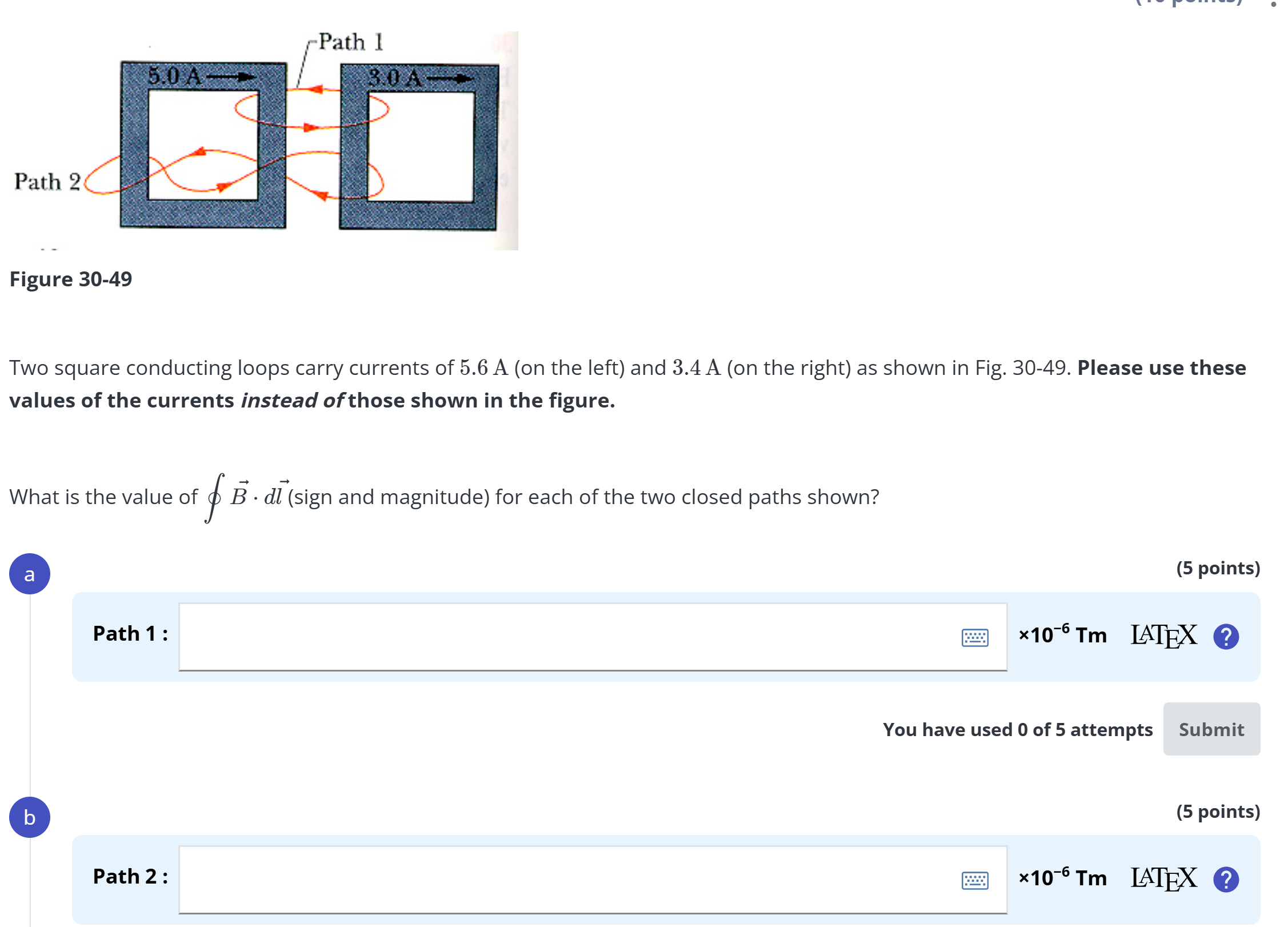 Solved Figure 30-49Two square conducting loops carry | Chegg.com
