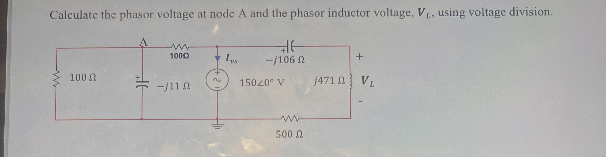 Solved Calculate the phasor voltage at node A and the phasor | Chegg.com