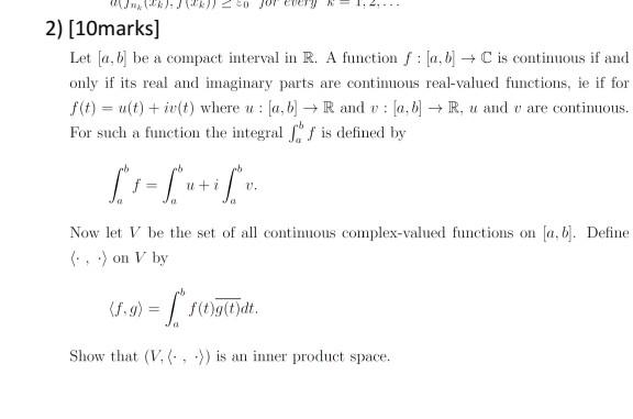 Solved [10marks] Let [a,b] be a compact interval in R. A | Chegg.com