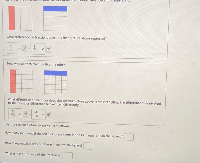 What difference of fractions does this first picture | Chegg.com