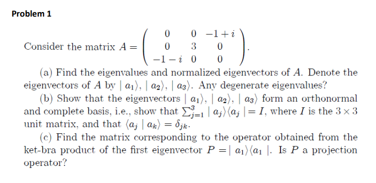 Solved Problem 1Consider the matrix | Chegg.com