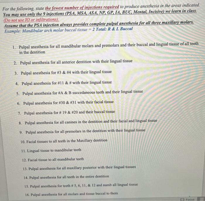 Solved Dental Hygiene: For the following, state the fewest | Chegg.com
