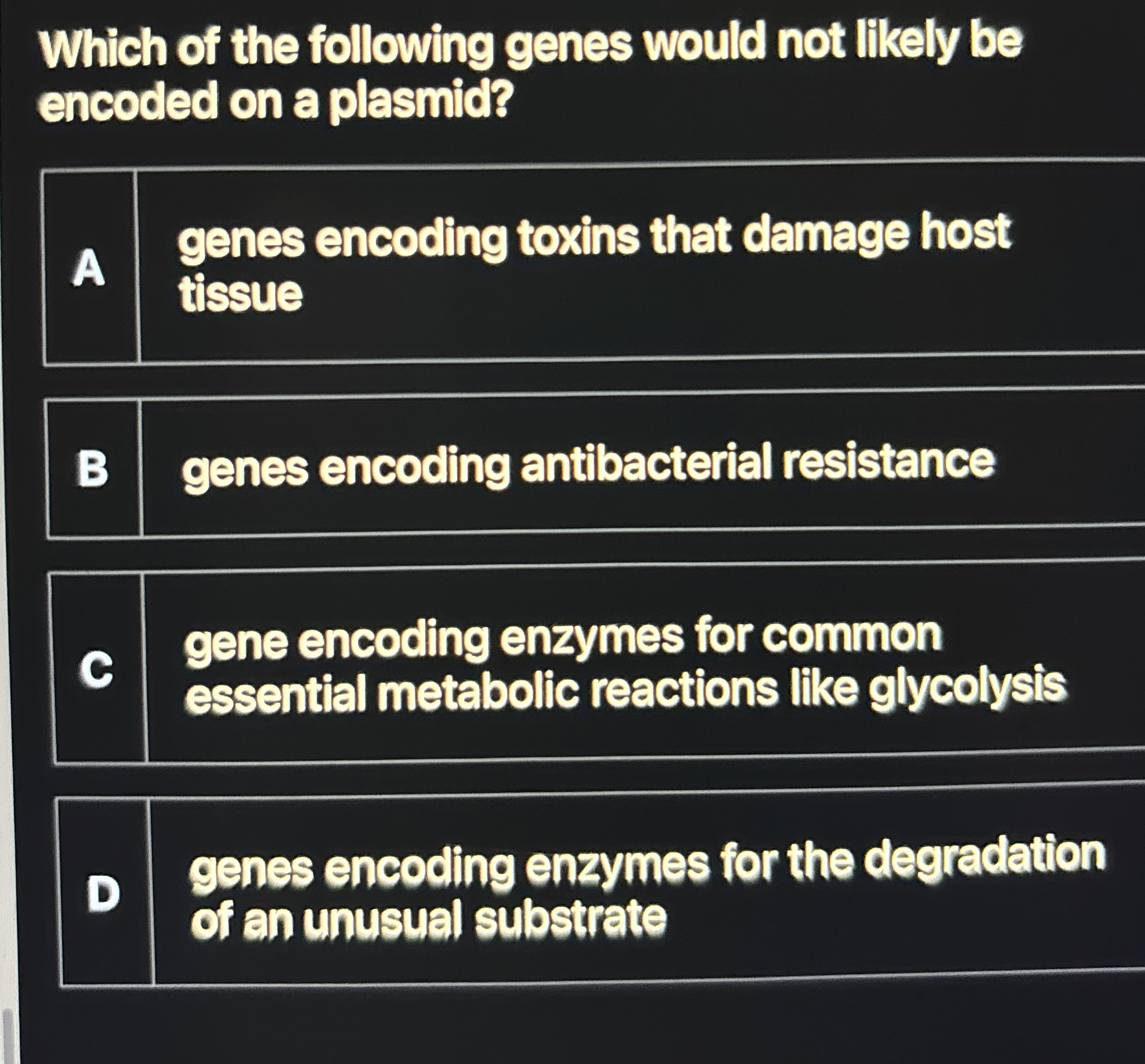 Solved Which of the following genes would not likely be | Chegg.com
