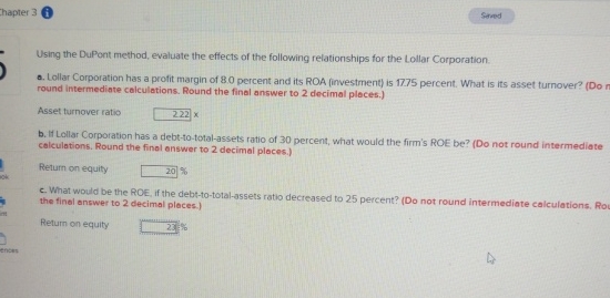 Solved hapter 3iUsing the DuPont method, evaluate the | Chegg.com