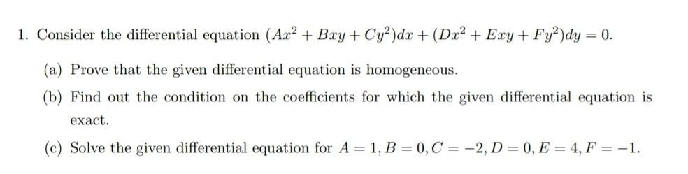 Solved 1. Consider the differential equation | Chegg.com
