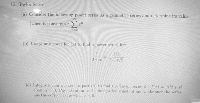 Solved (a) Consider the following power series as a | Chegg.com
