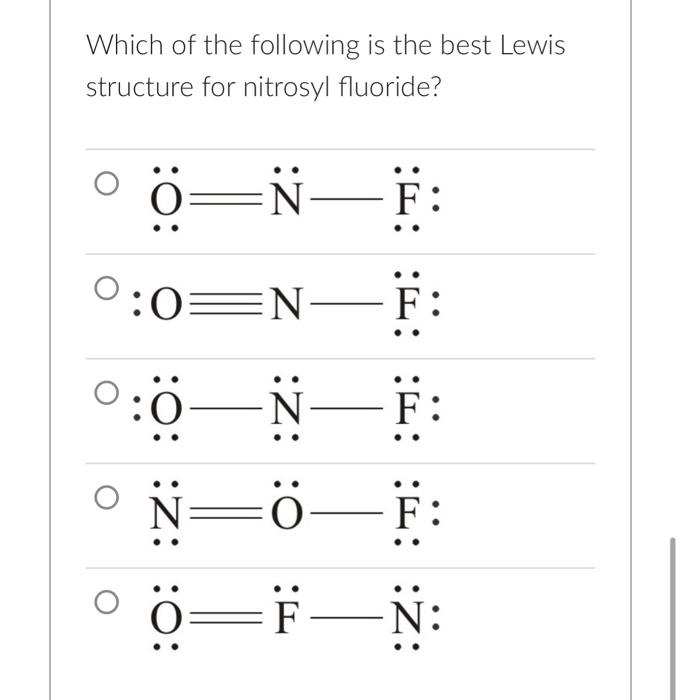 Solved Which of the following is the best Lewis structure | Chegg.com