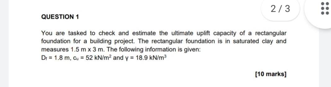 Solved You are tasked to check and estimate the ultimate | Chegg.com