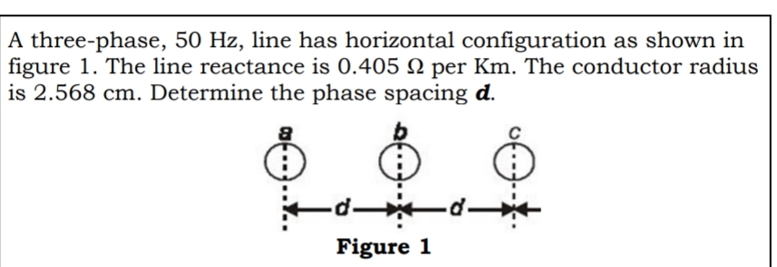 Solved A three-phase, 50Hz, ﻿line has horizontal | Chegg.com