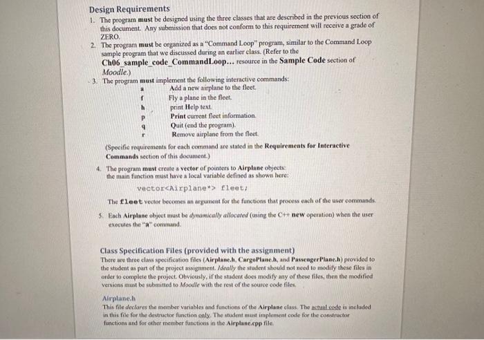 Solved Airplane Fleet Application Program This project | Chegg.com