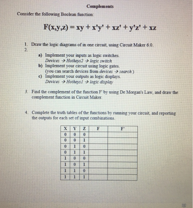 Complements Consider the following Boolean function: | Chegg.com