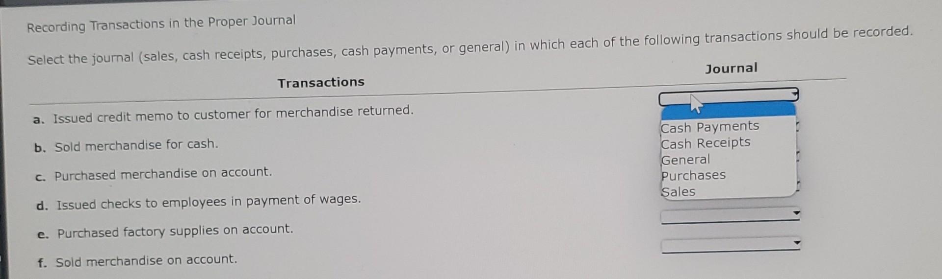 Solved Recording Transactions in the Proper Journal colect | Chegg.com