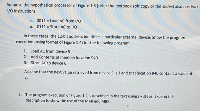 Solved Suppose the hypothetical processor of Figure 1.3 | Chegg.com