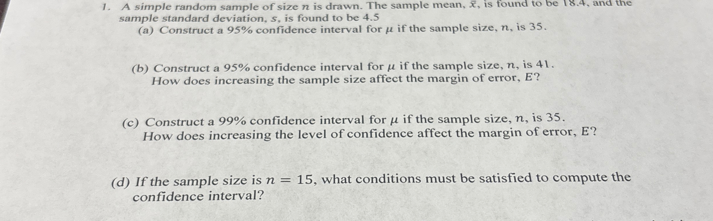 Solved by an EXPERT A simple random sample of size n ﻿is drawn. The | Chegg.com