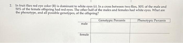 Solved 2. In fruit flies red eye color (R) is dominant to | Chegg.com