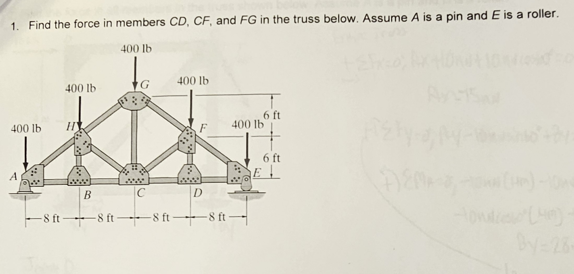 Solved Find the force in members CD,CF, ﻿and FG ﻿in the | Chegg.com