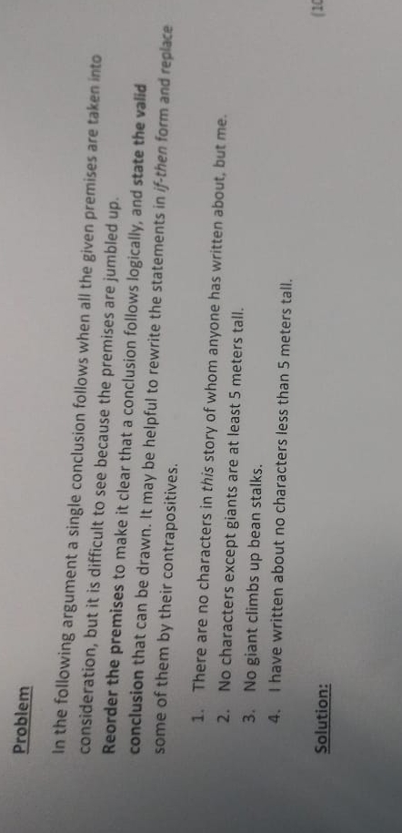 Solved ProblemIn the following argument a single conclusion | Chegg.com