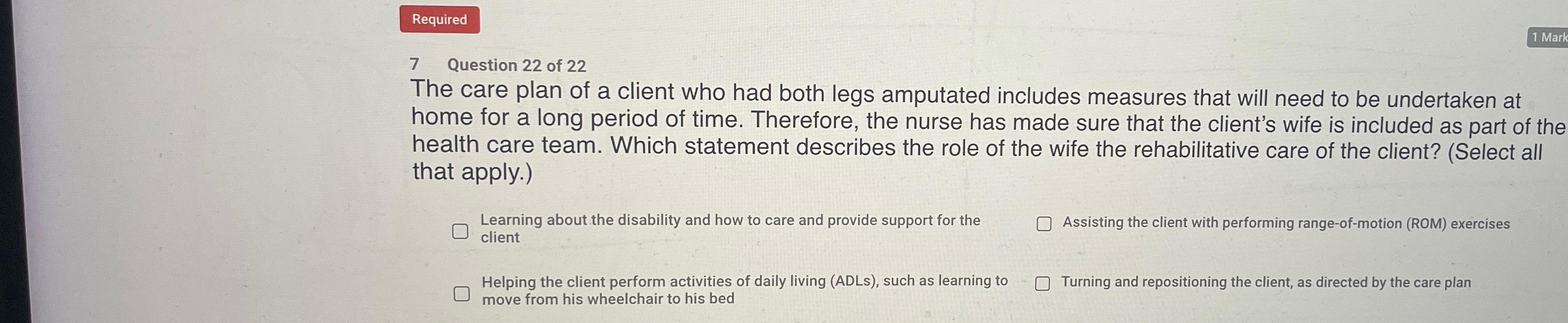 Solved Required7 ﻿Question 22 ﻿of 22The care plan of a | Chegg.com