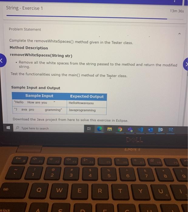 Solved String - Exercise 1 13m 36s Problem Statement | Chegg.com