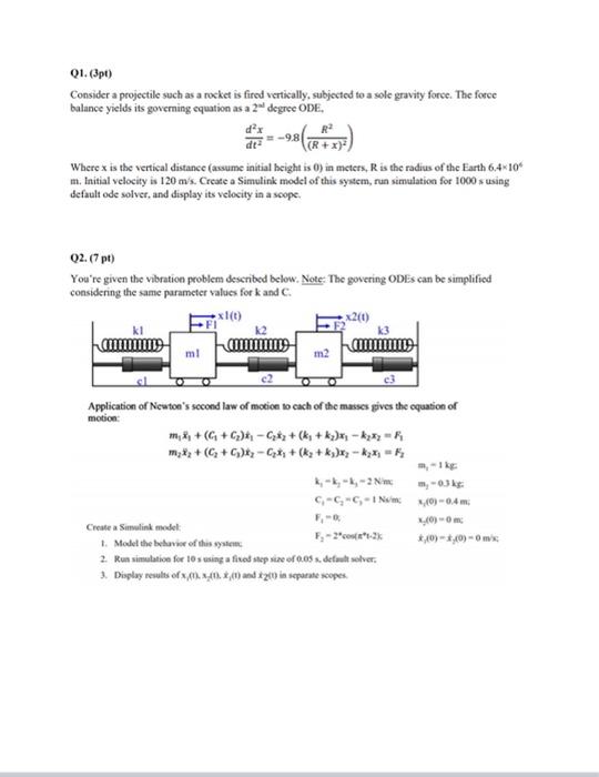 Solved Q1. (30) Consider a projectile such as a rocket is | Chegg.com