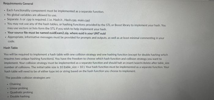 Solved separate .h or .cpp is required ( hash .h ,hash.cpp | Chegg.com
