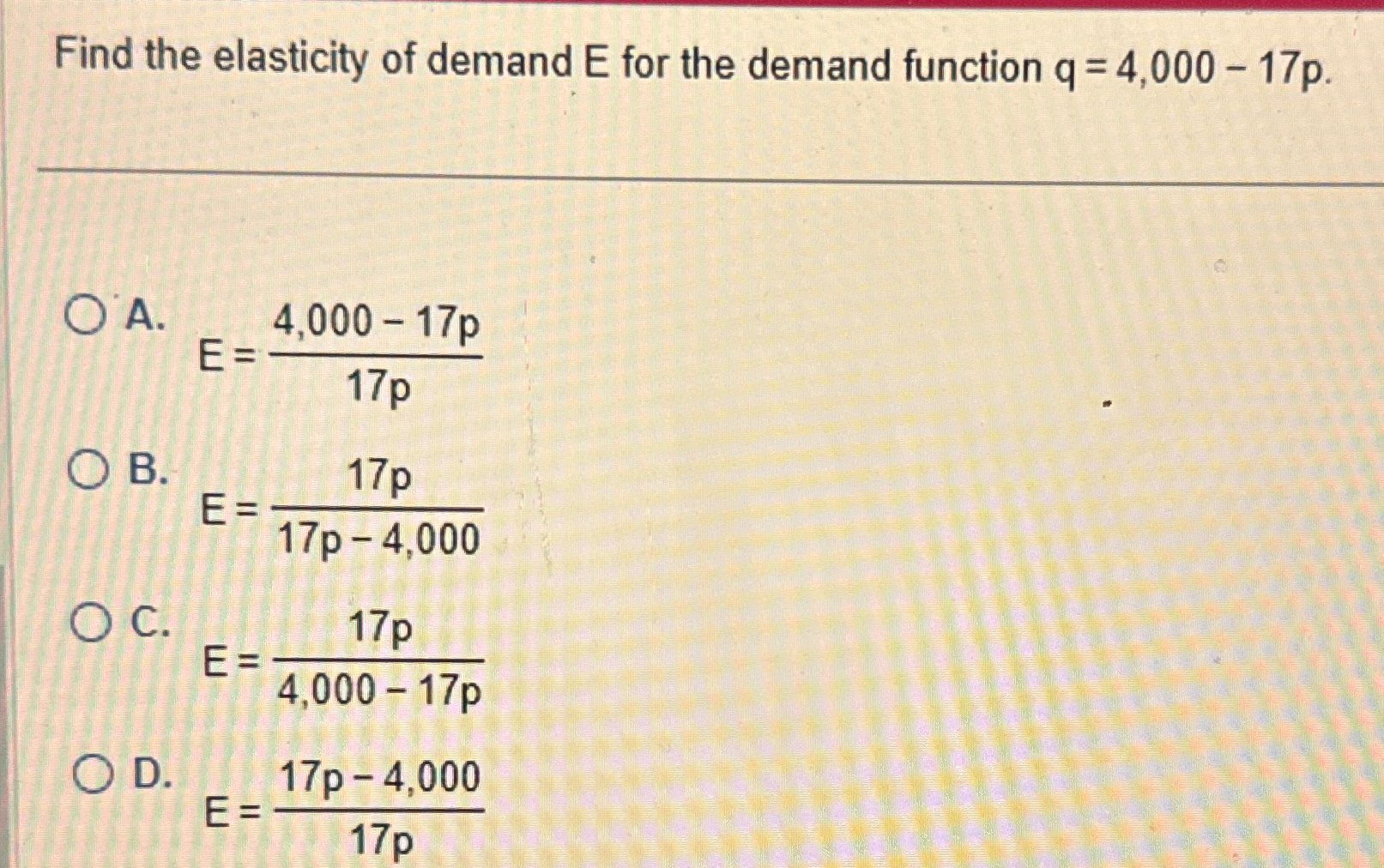 Solved Find the elasticity of demand E ﻿for the demand | Chegg.com