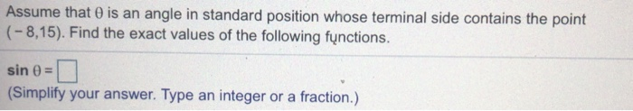 Solved Assume that is an angle in standard position whose | Chegg.com