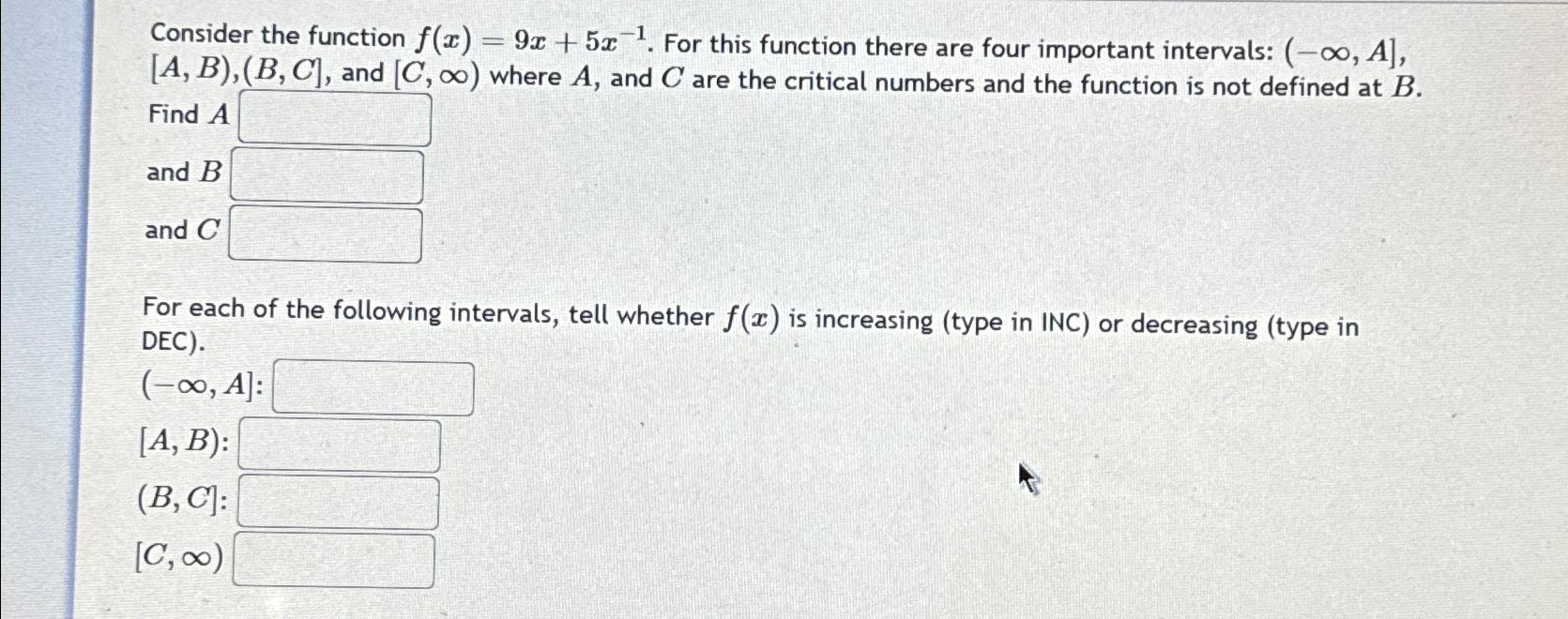 Solved Consider the function f(x)=9x+5x-1. ﻿For this | Chegg.com