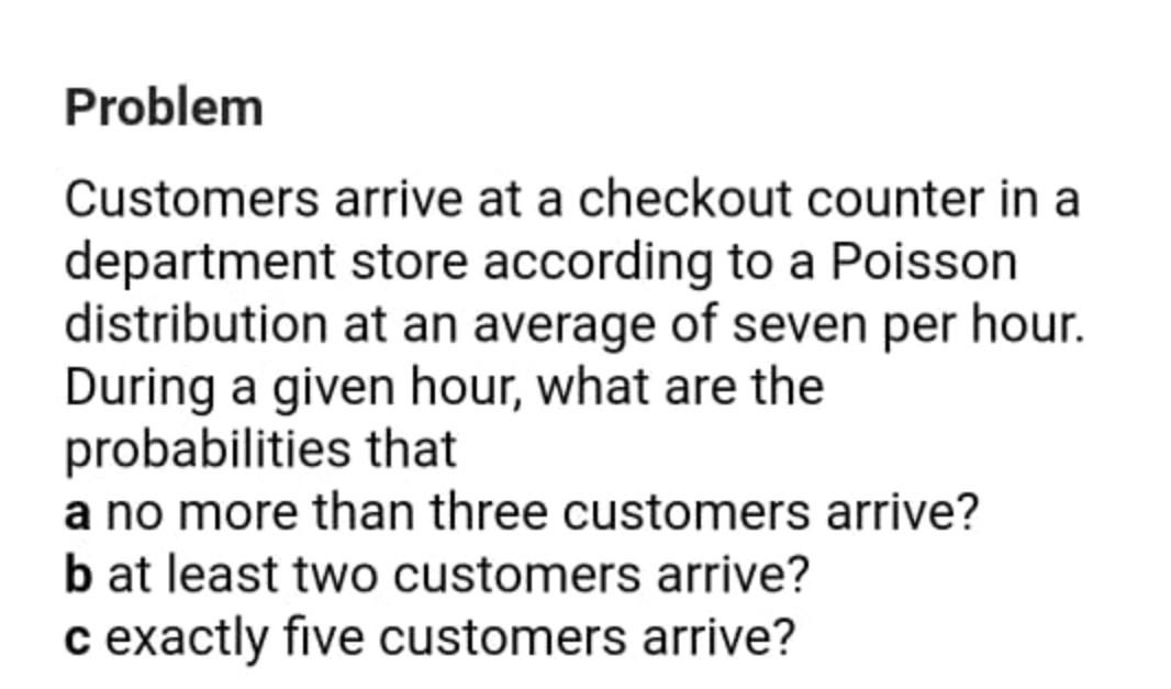 Solved Problem Customers arrive at a checkout counter in a | Chegg.com