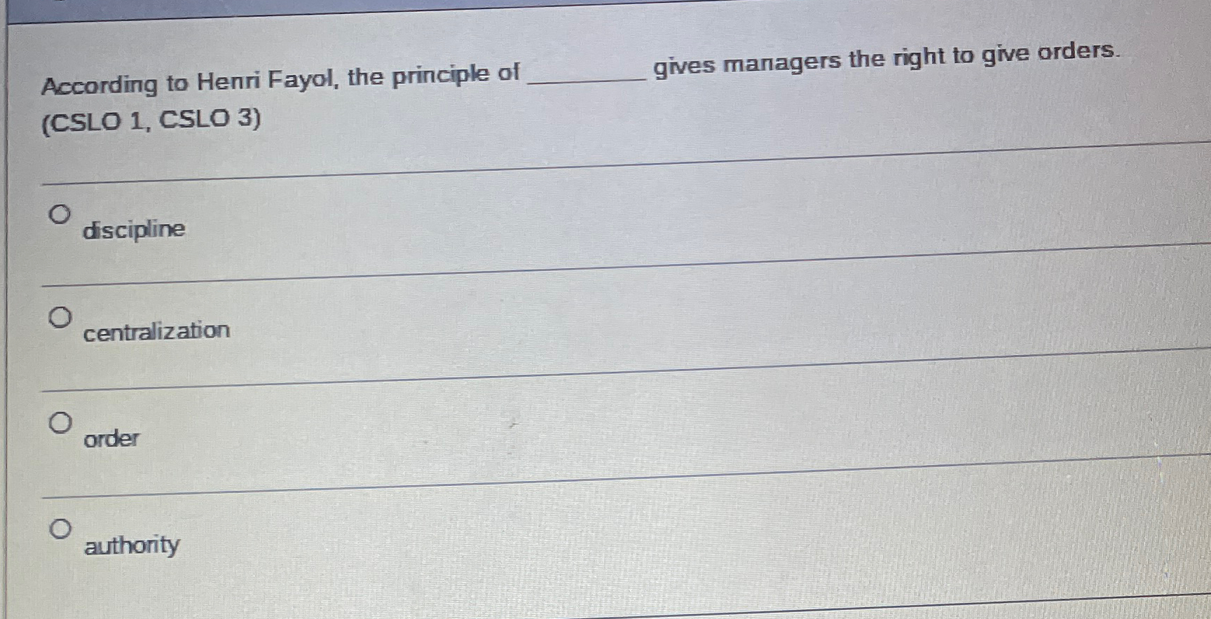 Solved According to Henri Fayol, the principle of ﻿gives | Chegg.com