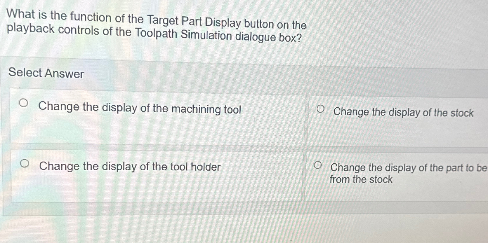 Solved What is the function of the Target Part Display | Chegg.com
