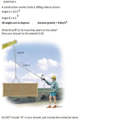 Solved A construction worker holds a 180 kg crate as shown. | Chegg.com