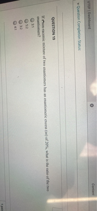 Solved Content UTEP Dashboard Question Completion Status: | Chegg.com