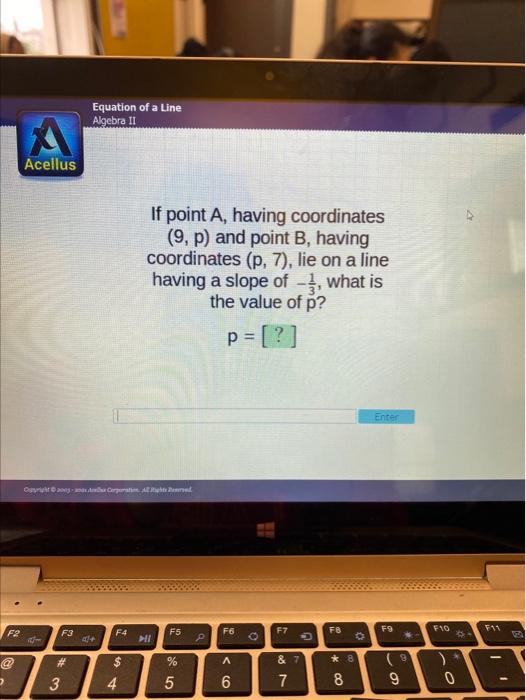 Solved Equation of a Line Algebra II Acellus If point A, | Chegg.com
