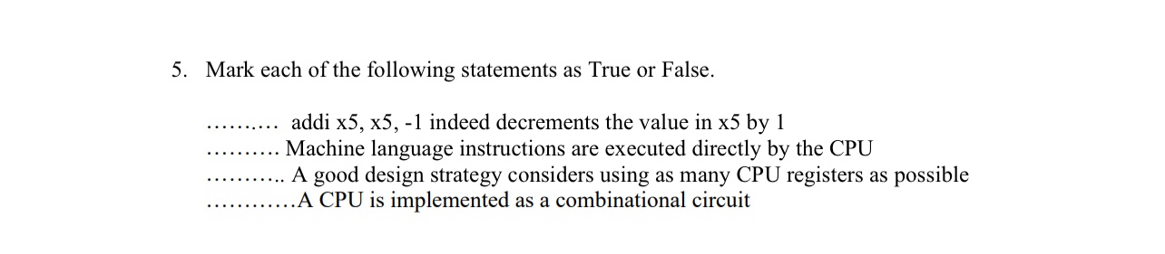 Solved Mark each of the following statements as True or | Chegg.com