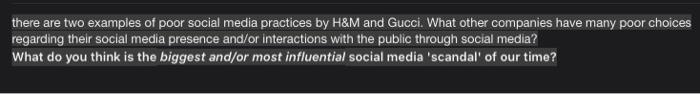 Solved there are two examples of poor social media practices | Chegg.com
