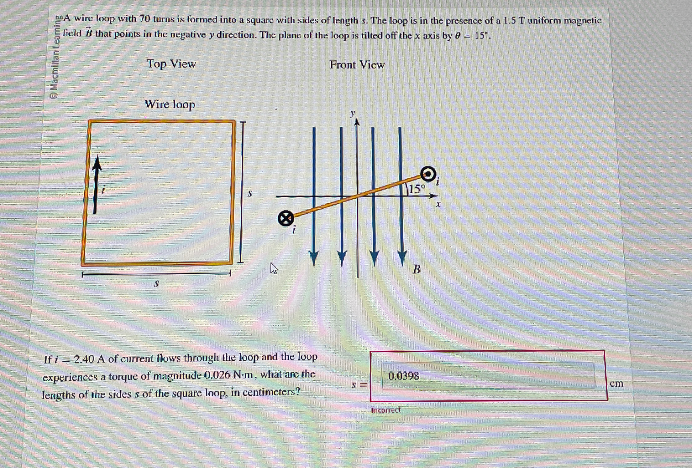 Solved A wire loop with 70 ﻿turns is formed into a square | Chegg.com