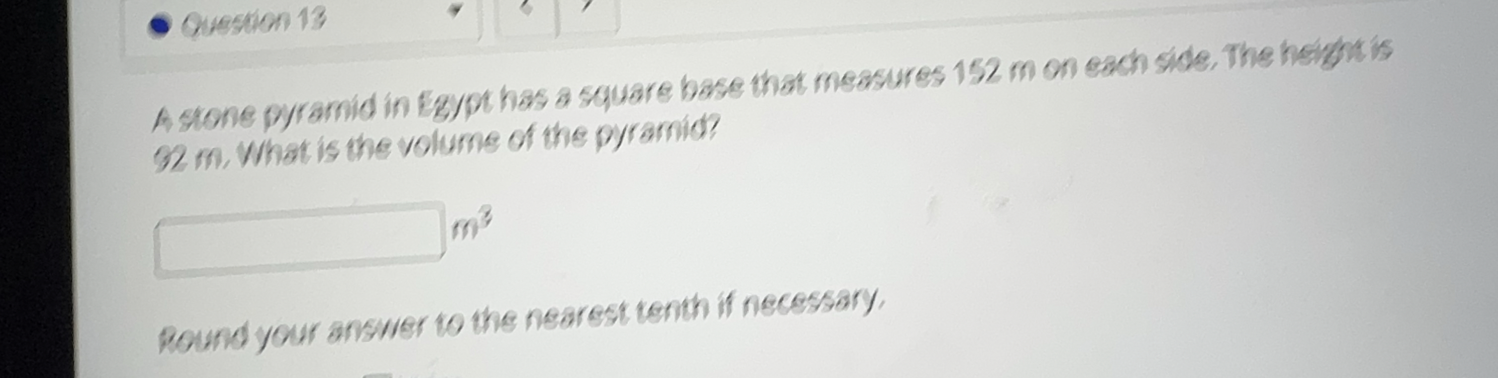 Solved by an EXPERT Question 13A stone pyramid in Egppt has a square base | Chegg.com