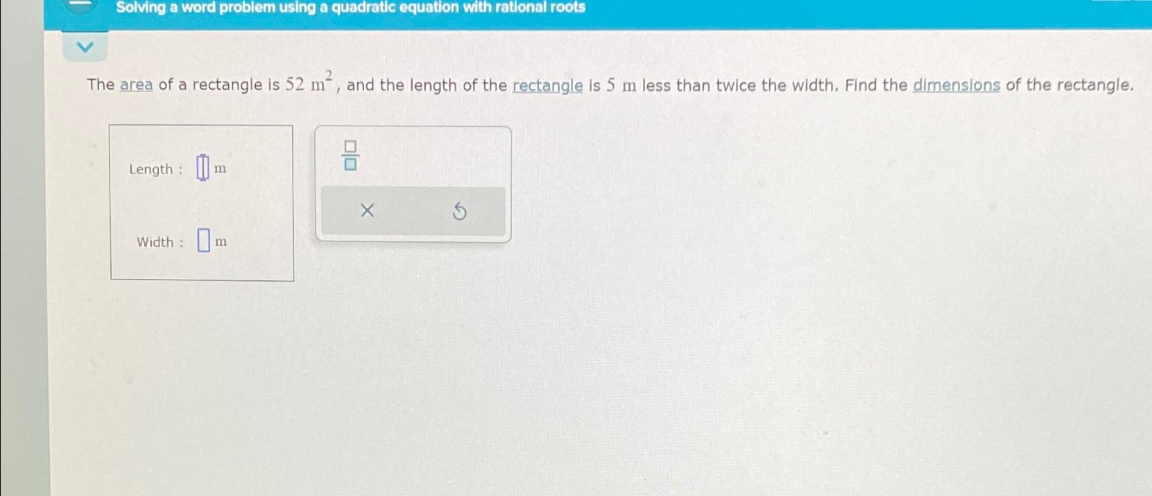 Solving a word problem using a quadratic equation | Chegg.com
