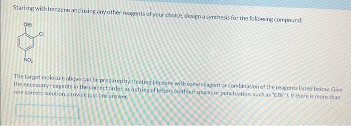 Solved Starting with benzene and using any other reagents of | Chegg.com